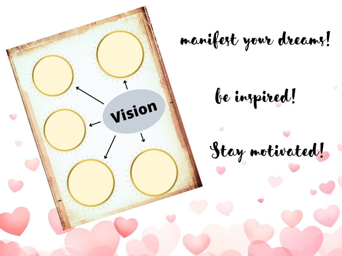 Printable Vision Dream Board Printable Template Self Motivation Board ...