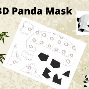 3D Panda Animal Paper Craft Mask PDF Template Instant Download - Etsy