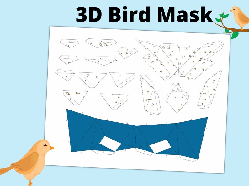3D Bird Animal Paper Craft Face Mask Halloween Costume for Kids PDF ...