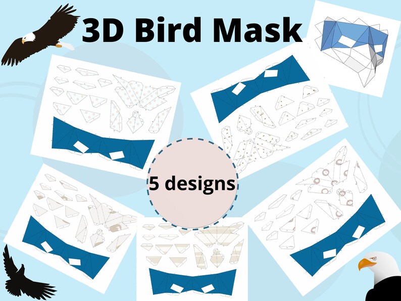 3D Bird Animal Paper Craft Face Mask Halloween Costume for - Etsy