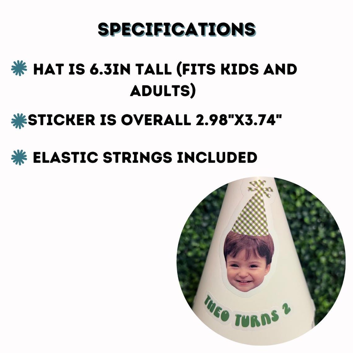 Personalized Party Hats With Face Photo and Name, for Kids Birthday ...