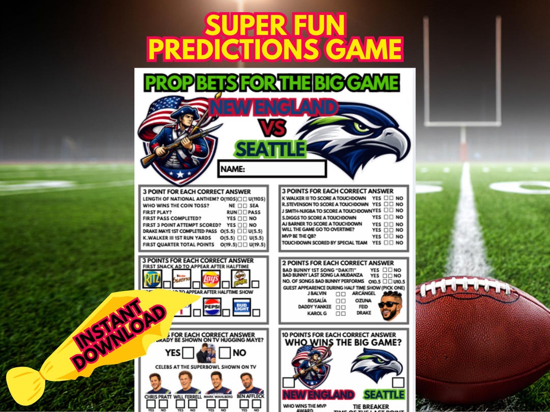 2026 Football Prediction Game for the BIG Game, Super Fun Prop Bets ...