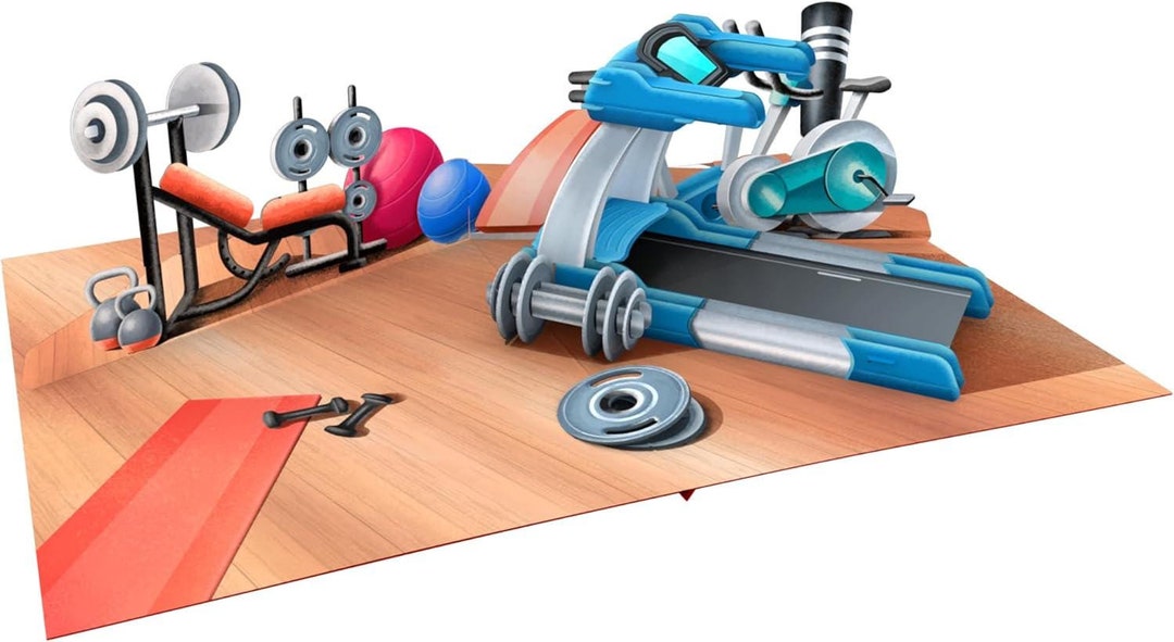 3D Fitness Gym Pop-up Card – Gym-themed Design With Weights, Treadmill ...
