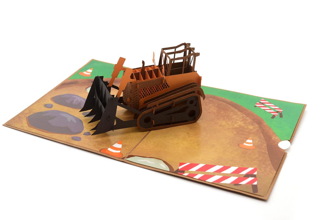 3D Digger Construction Pop-up Card – Handmade Greeting Card for Men ...