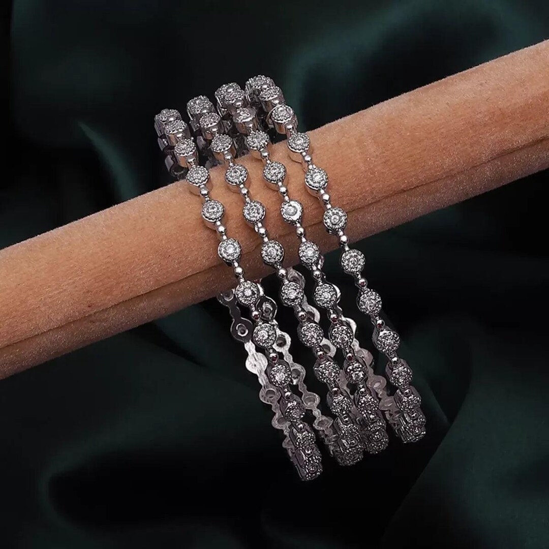 Bollywood Style Indian Wedding Bangles/bracele/ Pearl Silver Bangles ...