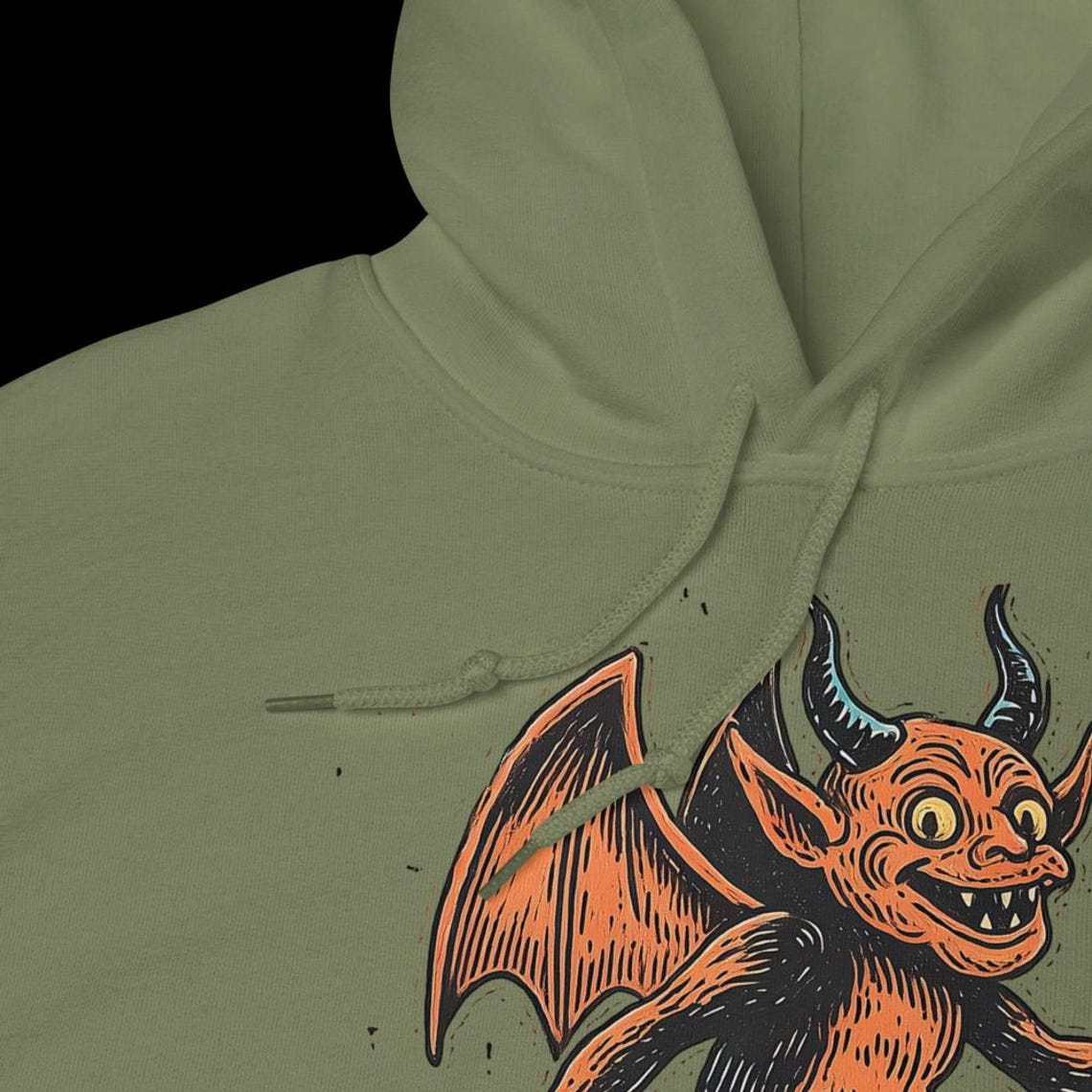 Vintage Halloween Hoodie – Little Red Devil Out for a Walk – Retro ...