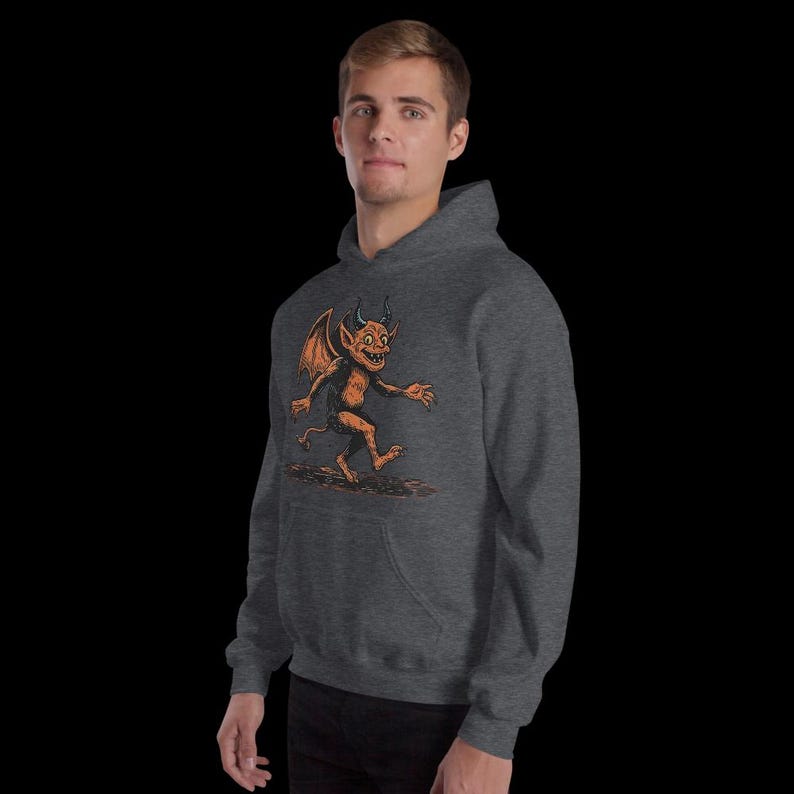 Vintage Halloween Hoodie – Little Red Devil Out for a Walk – Retro ...