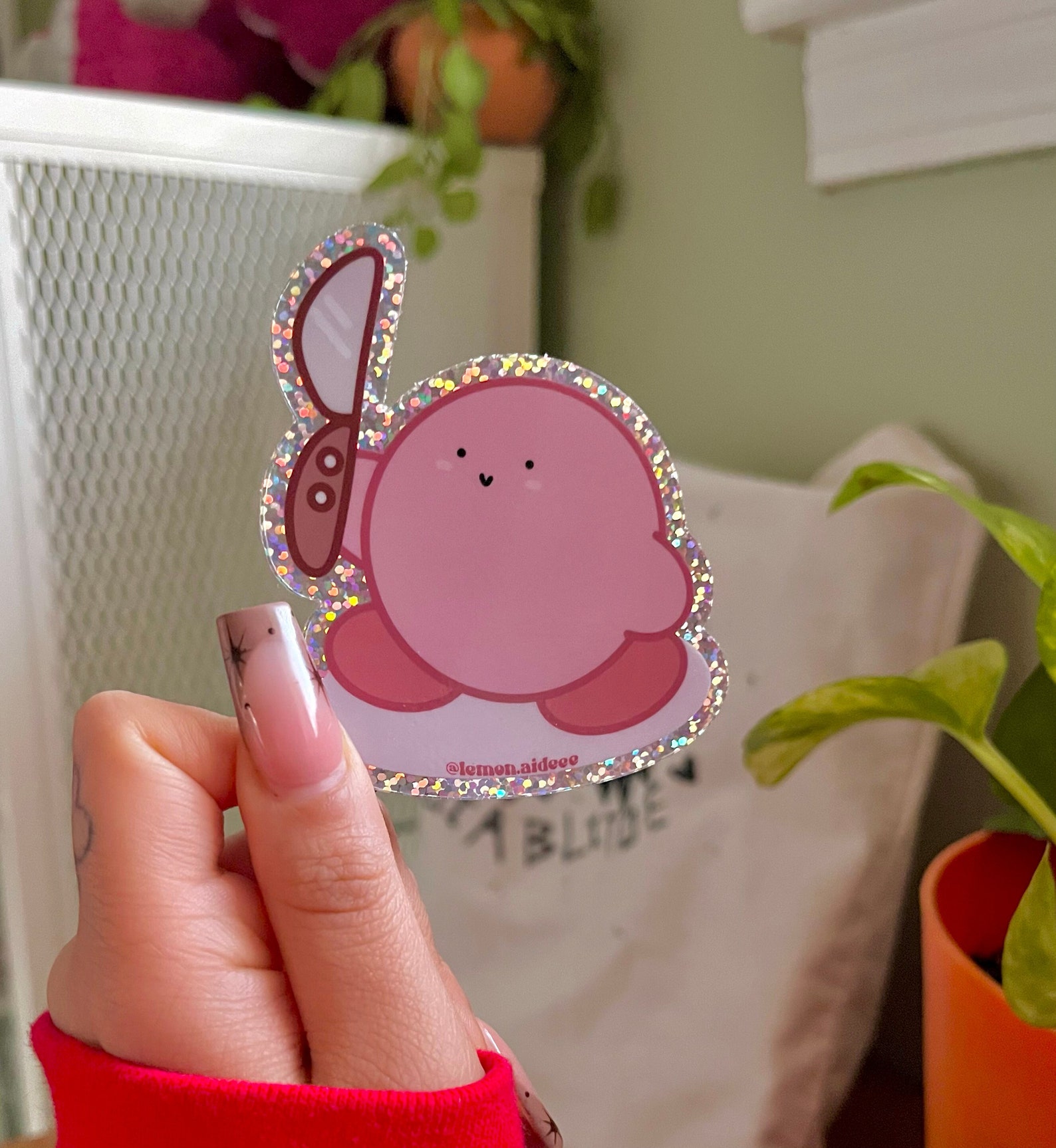 Pink Blob Sticker | Waterproof | Glittery Sticker | Vinyl Water Bottle ...