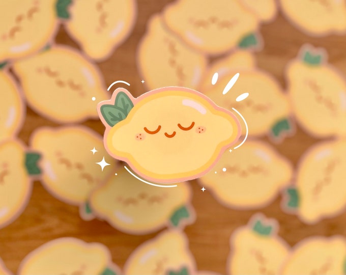 Smiley Lemon Vinyl Sticker Waterproof Cute Water Bottle Sticker Laptop ...