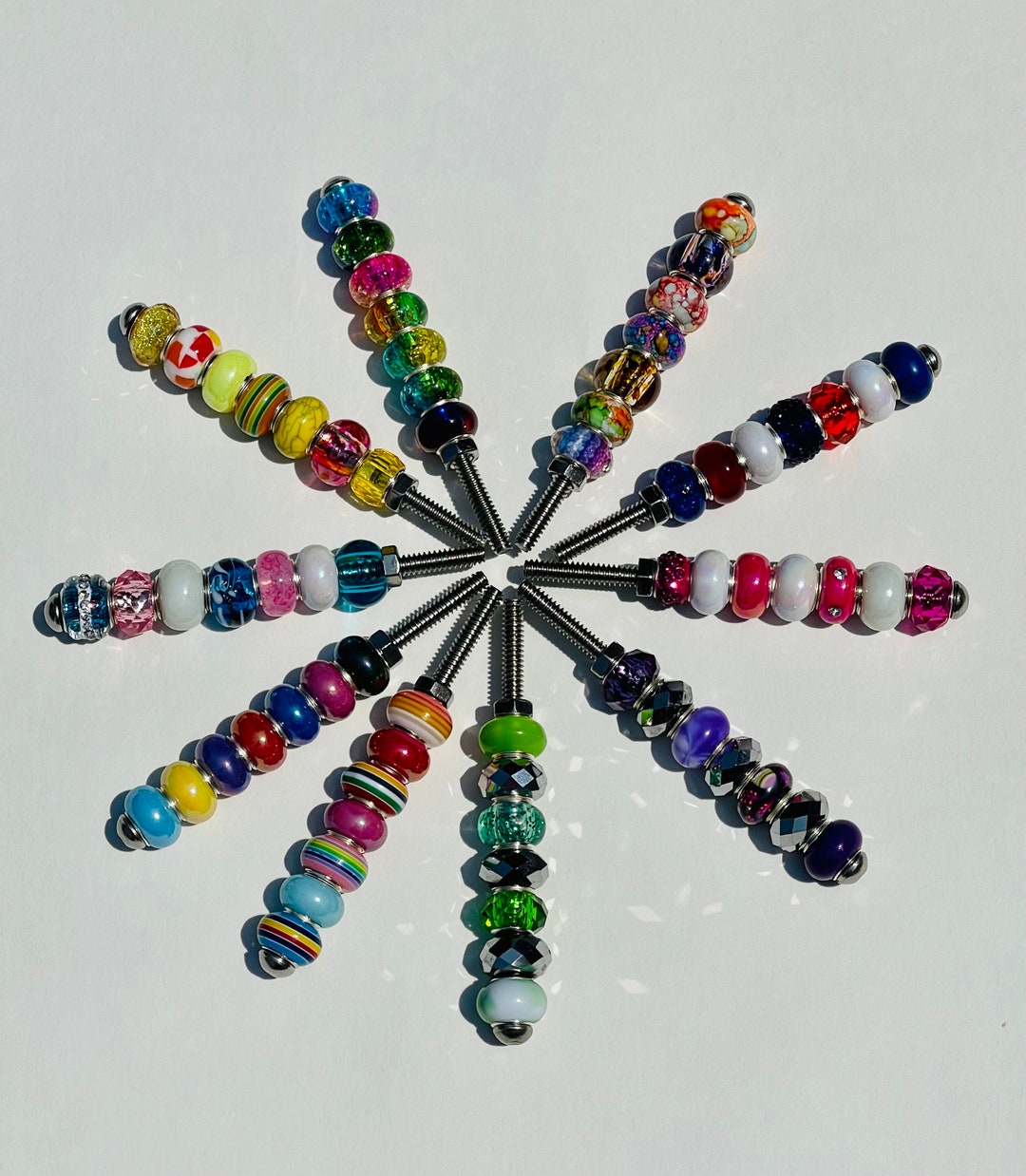 Succulent Plant Stake Set, Fairy Garden Totems, Beaded Garden Stakes ...