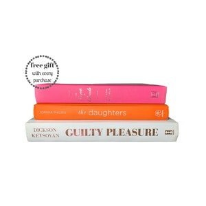 Bright Pink and Neon Orange Set of Books - Pink Room Bedroom Decor ...