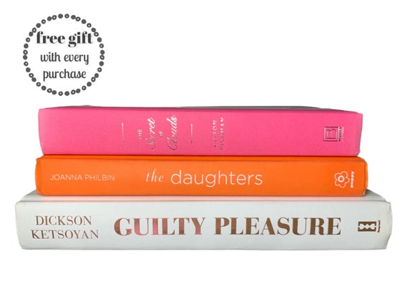 Bright Pink and Neon Orange Set of Books Pink Room Bedroom - Etsy