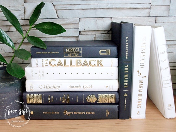 Black and White Decorative Book Set for Home Decor Modern | Etsy