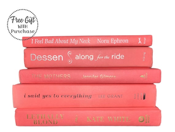 Coral / Salmon Pink Book Set Accessories for Bookshelf - Etsy