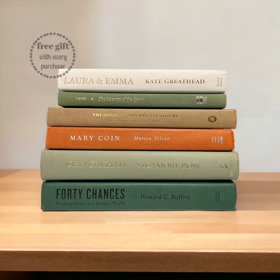 Green Book Stack - Home Decor for Living Room - Shelf Decor Items ...