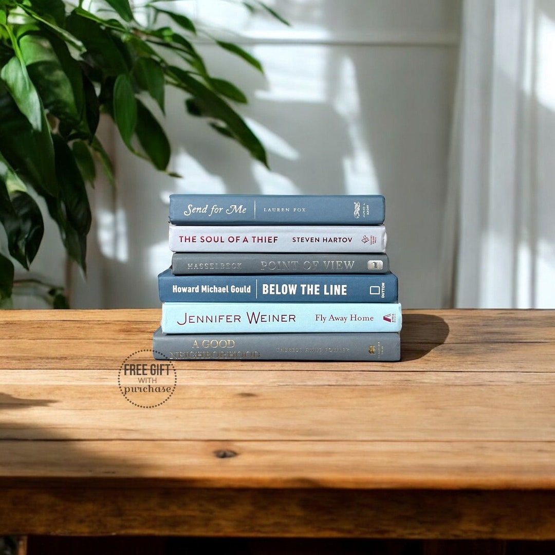 Home Decor Book Stack for Shelf Decor - Modern Blue Decor for Shelf ...