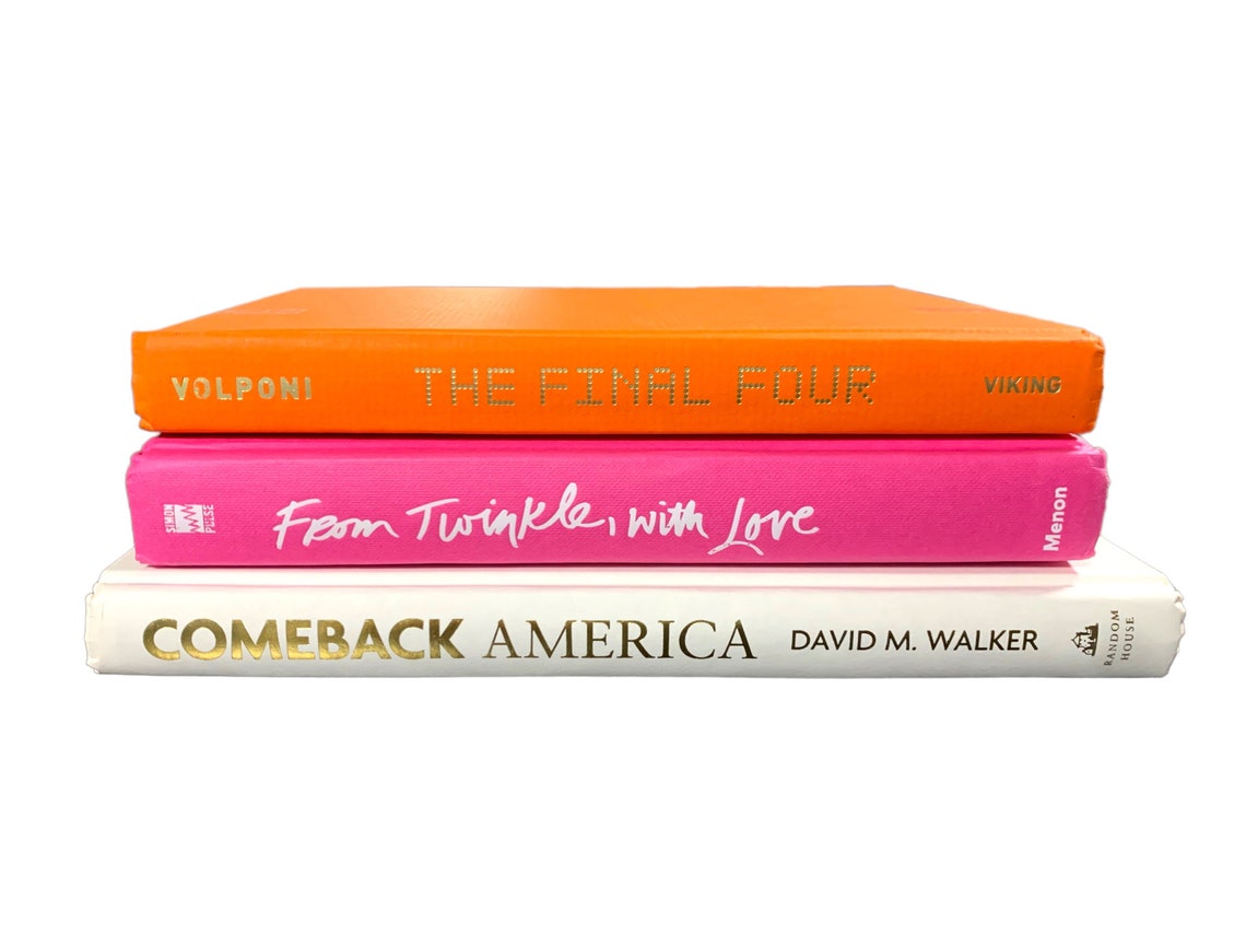 Bright Pink and Neon Orange Set of Books Pink Room Bedroom - Etsy