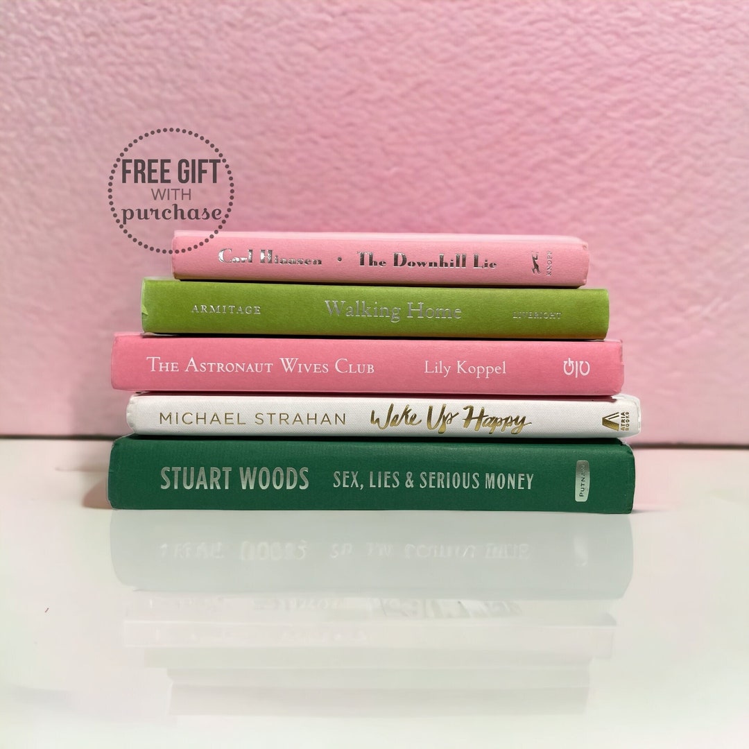 Pink and Green Preppy Book Set - Colorful Modern Books - Coffee Table ...