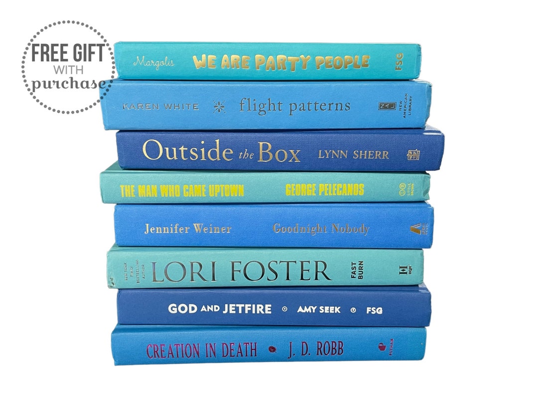 Bright Colored Blue Book Stack for Decor Beach House Decor - Etsy