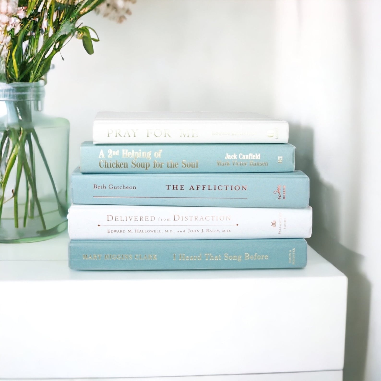 Turquoise & White Set of Hardcover Books for Home Decor Teal Home ...
