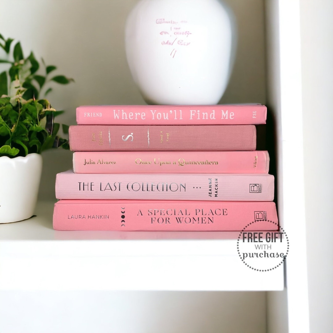 Pastel Pink Decorative Book Bundle - Light Pink Decor Books for Shelf ...