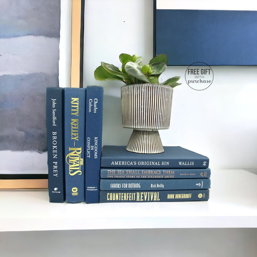 Decorative Books for Bookcase Decor - Blue Staging Books - Unique Home ...