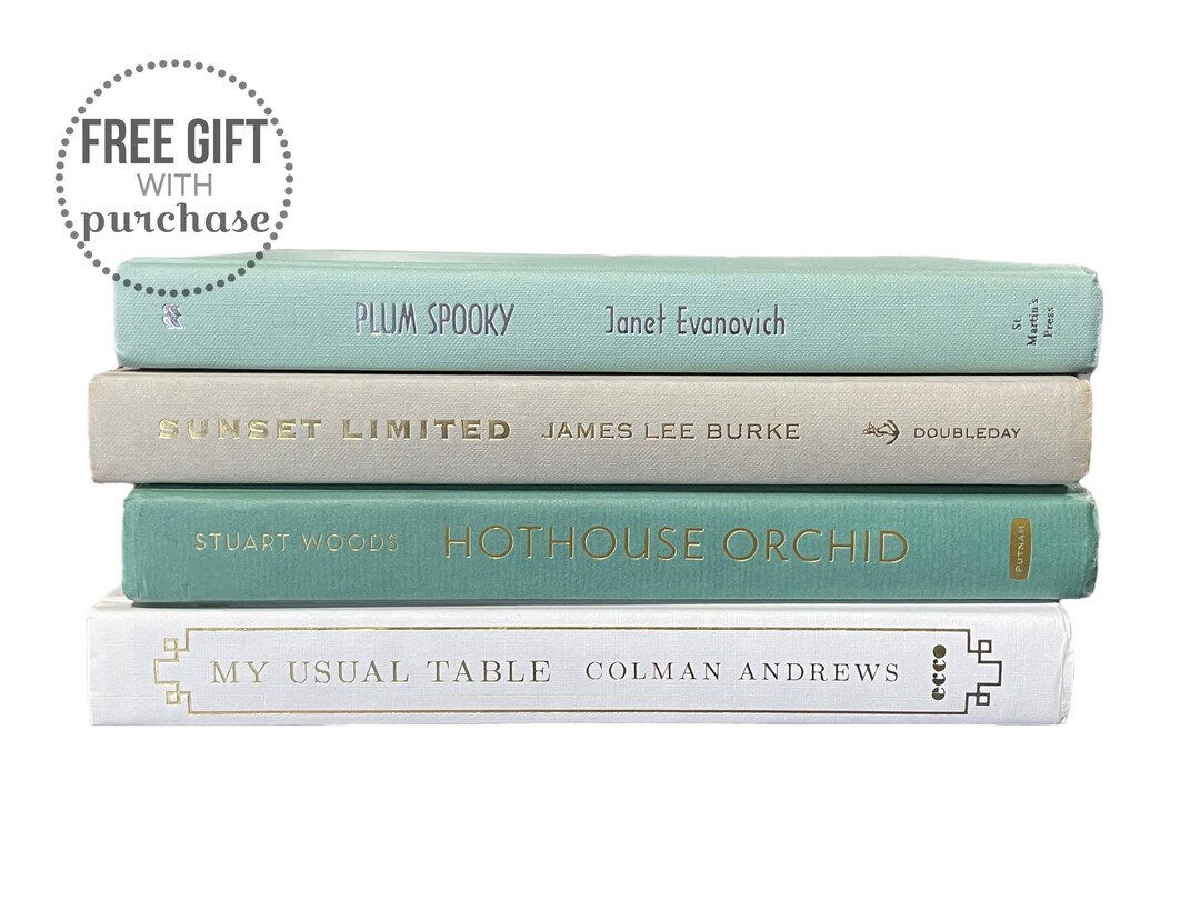 Seafoam Green Decor Green & Beige Book Set Stacked Books - Etsy
