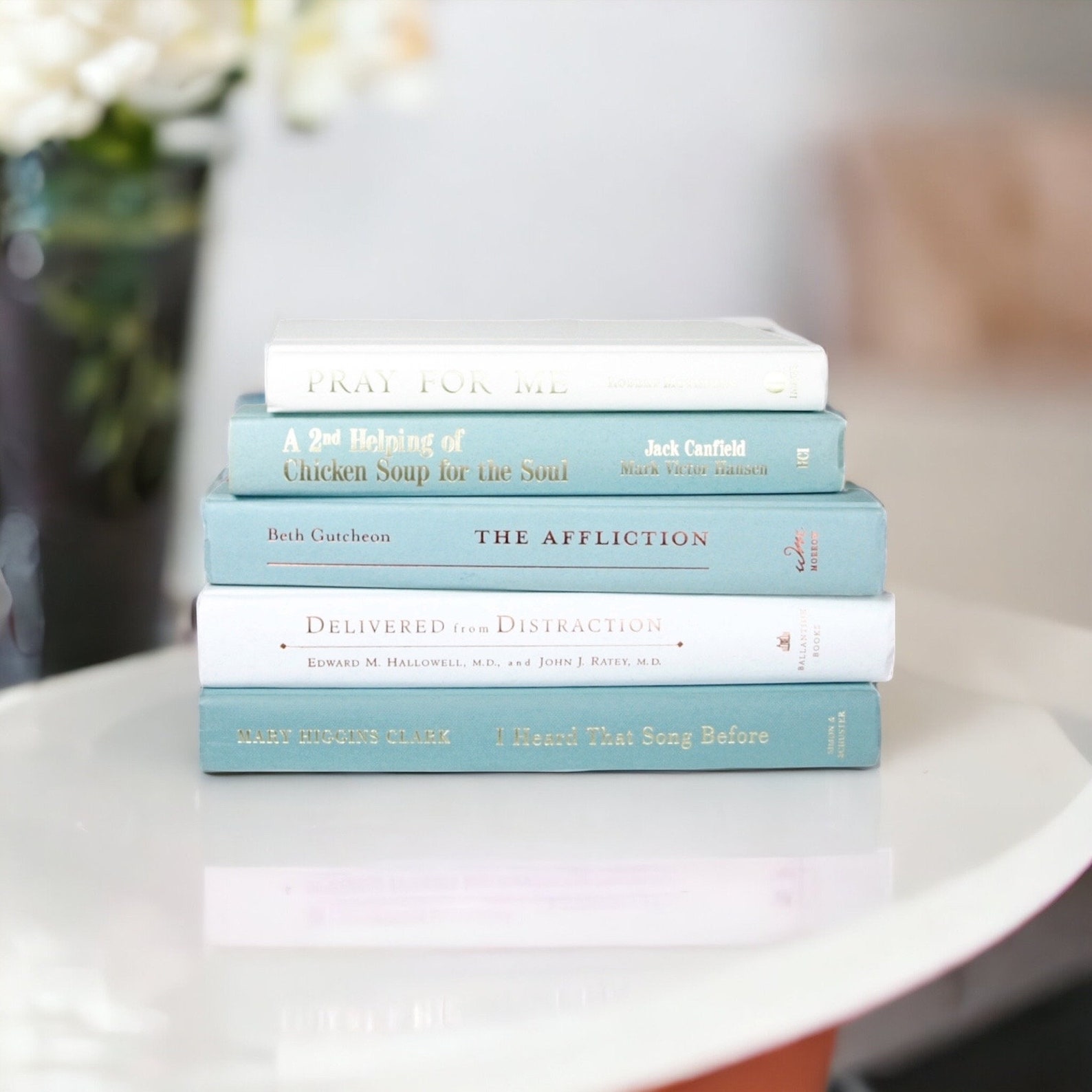 Turquoise & White Set of Hardcover Books for Home Decor Teal Home ...