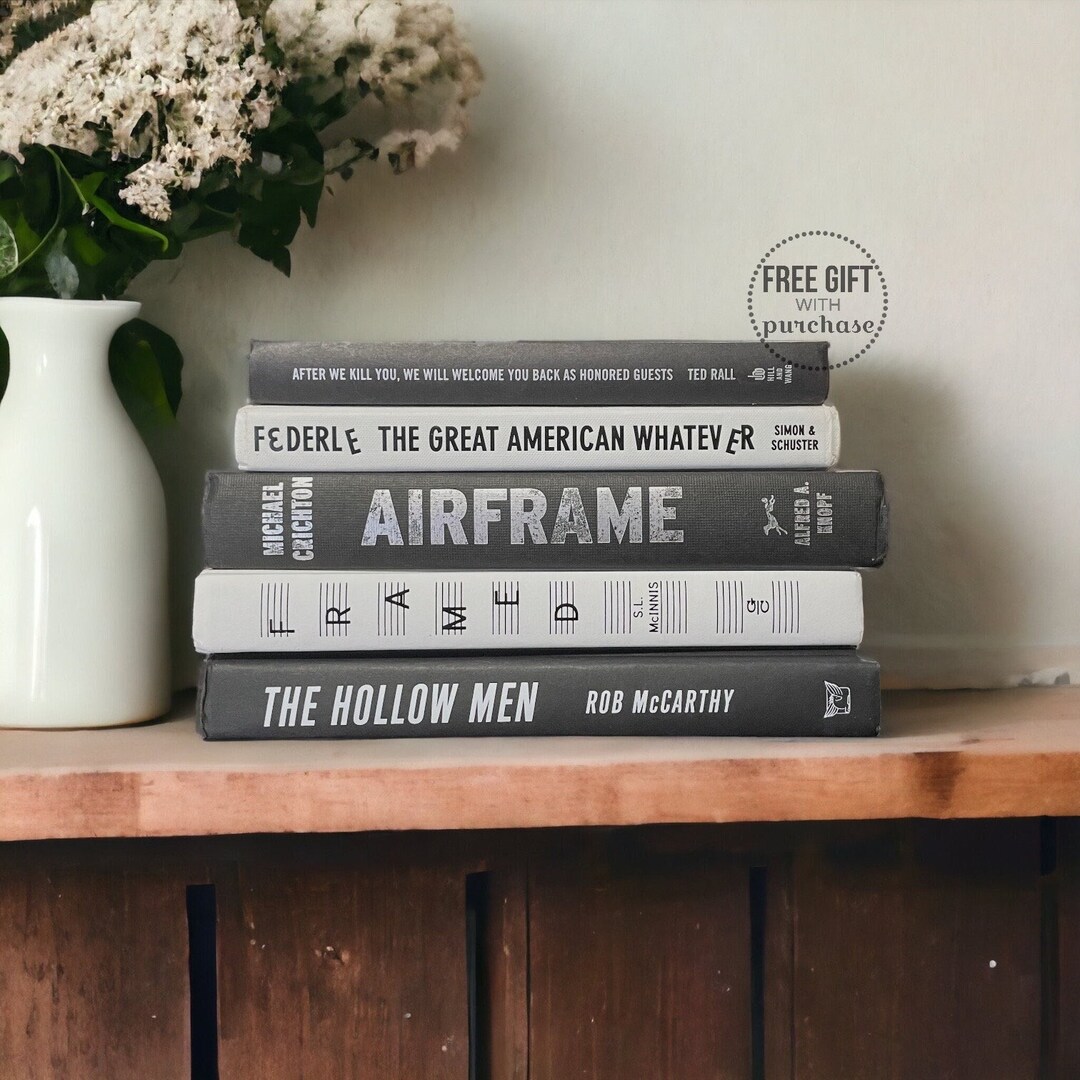 Black and White Book Set Modern Farmhouse Decor Family Room Shelf Decor ...