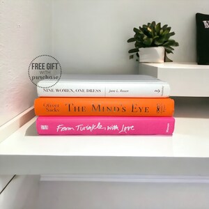 Bright Pink and Neon Orange Set of Books - Pink Room Bedroom Decor ...