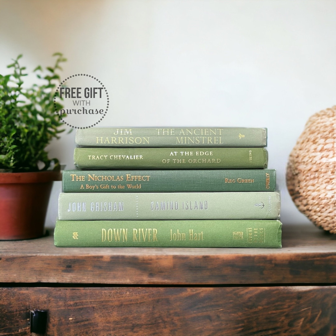 Decorative Green Books, Sage Green & Hunter Green Home Decor, Green ...
