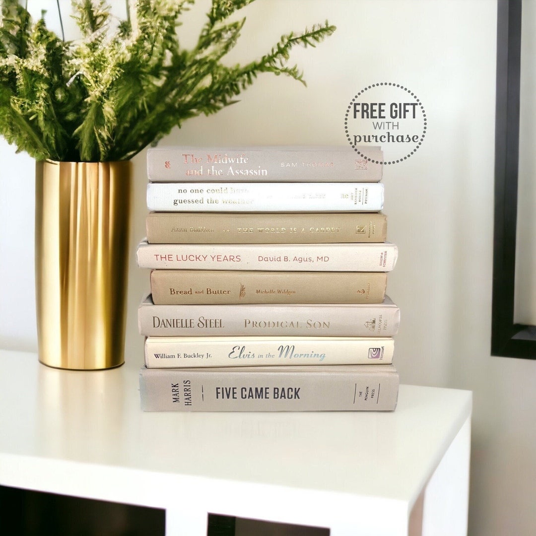 Beige Tan & White Home Decor Books, Gift for Home, Decorative Books in ...