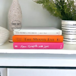 Bright Pink and Neon Orange Set of Books - Pink Room Bedroom Decor ...