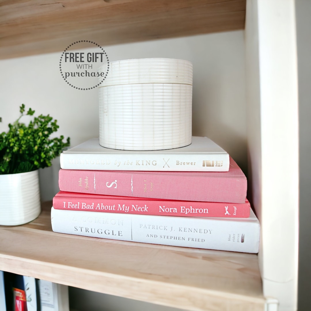 Pink Stack of Home Decor Decorating Books - Shelving Decor - Pink ...