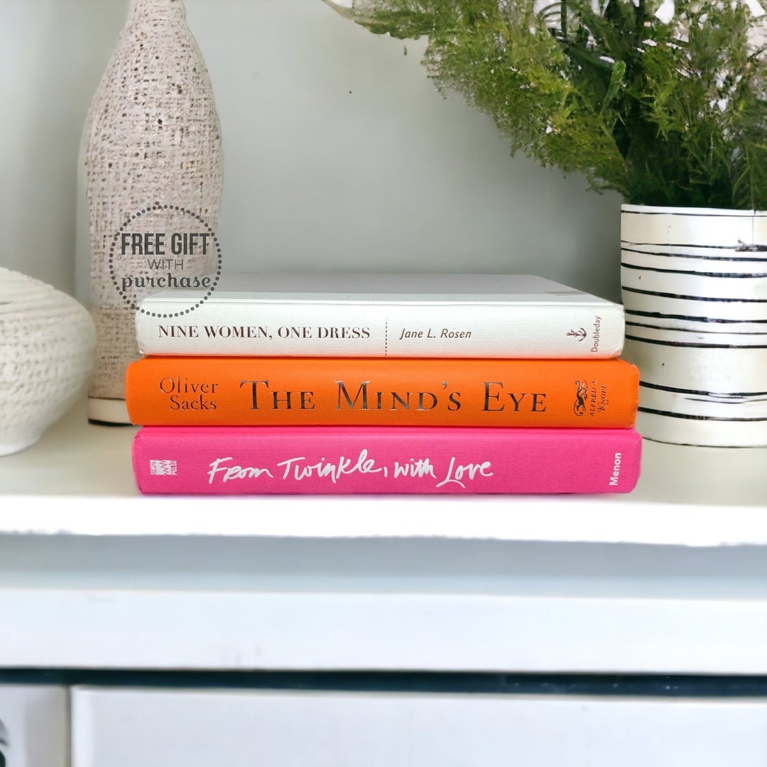 Neon Orange Home Decor Book Set - Girl's Bedroom Shelf Decor - Pink ...