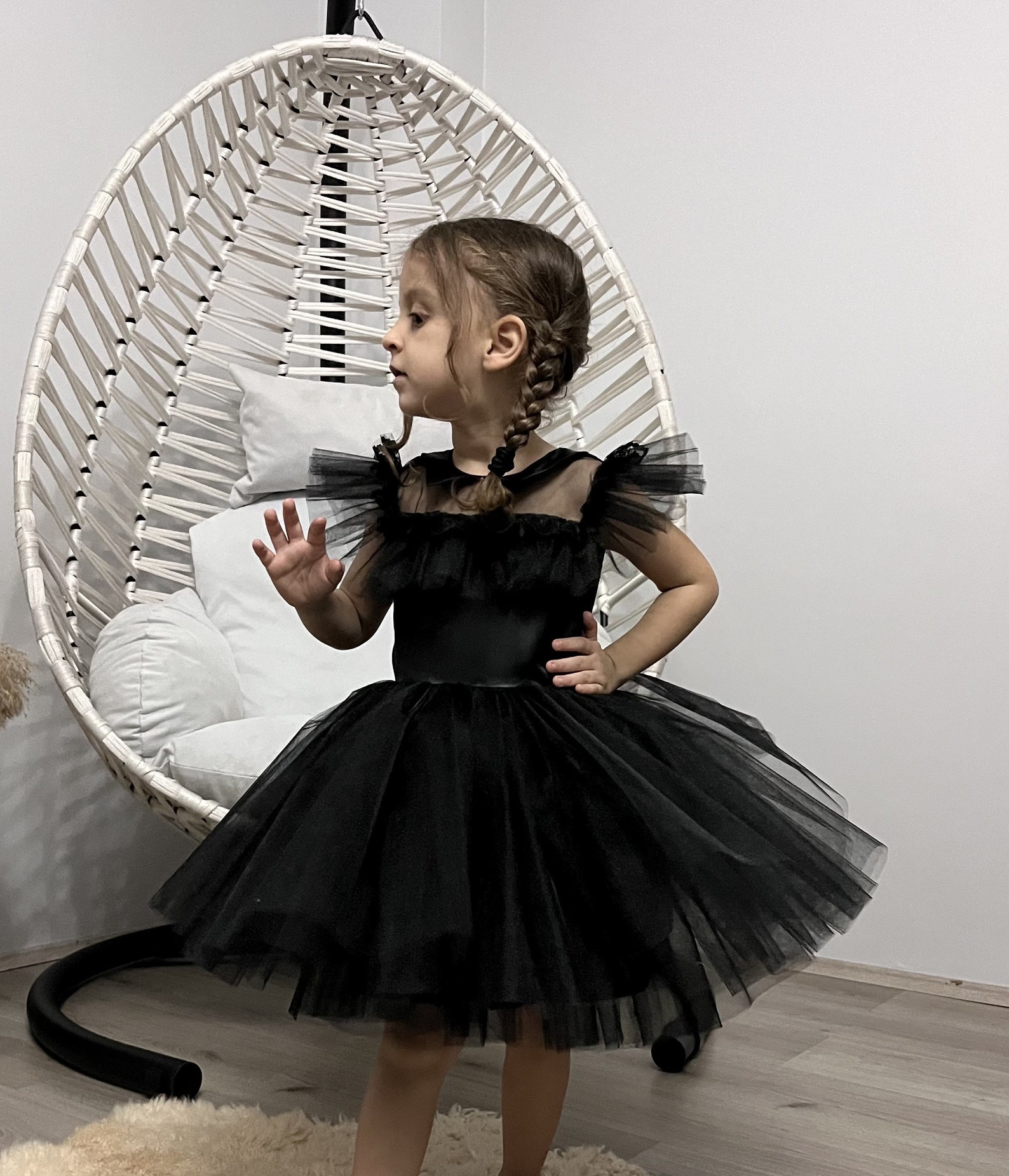 Toddler Wednesday Addams Black Costume Gothic Wednesday - Etsy