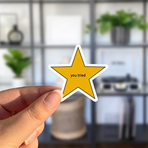 You Tried Sticker, Star Sticker, Funny, Sarcastic, Gold Star, Award - Etsy
