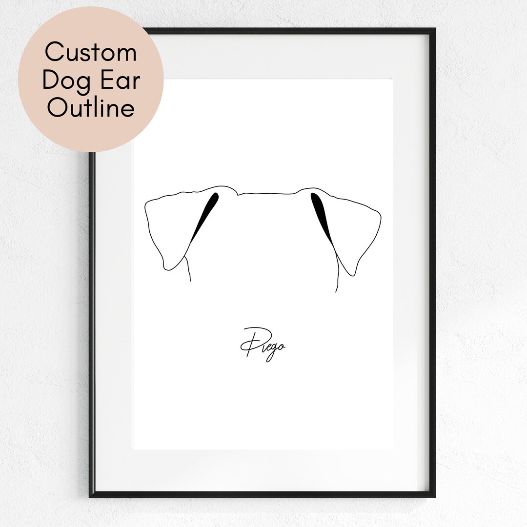 Pet Ear Outline, Dog Ear Outline, Cat Ear Outline, Customizable Pet Ear ...