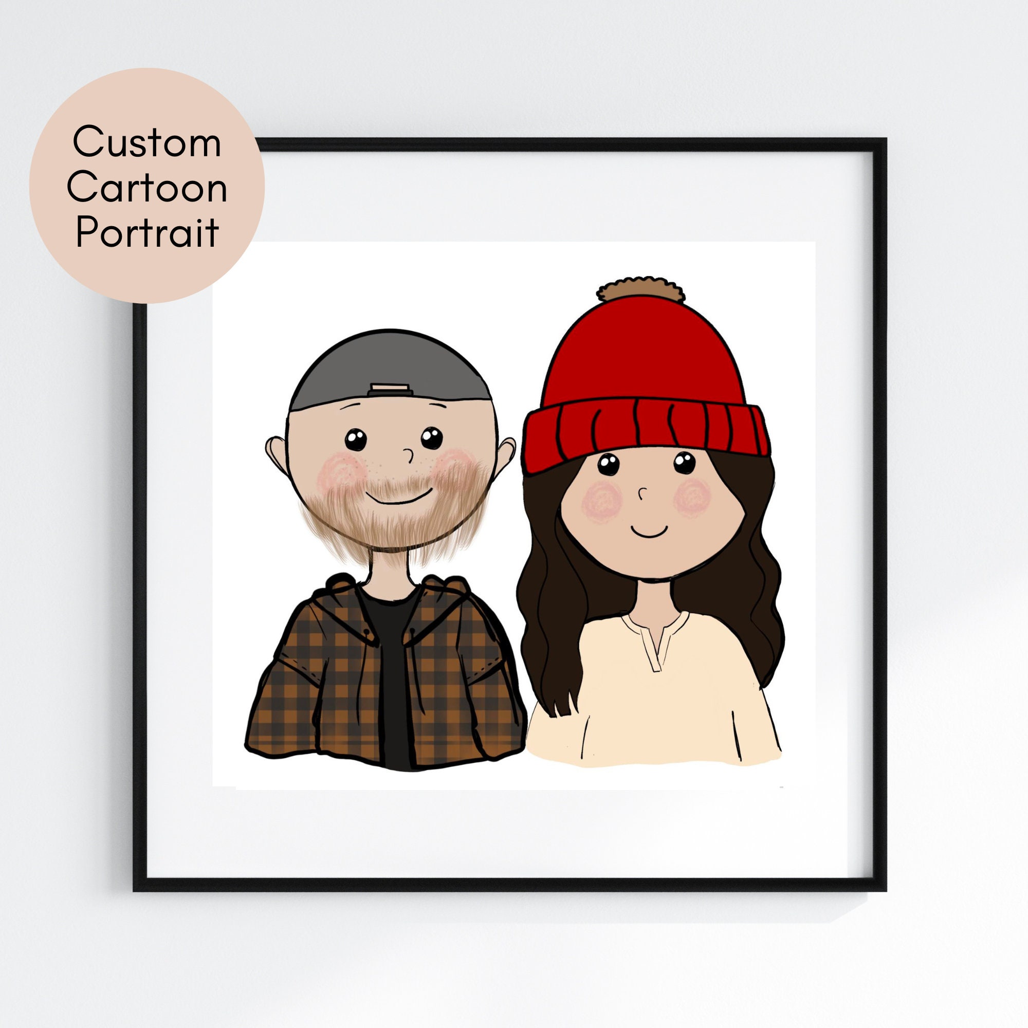 Custom Cartoon Portrait Digital Custom Portrait Kawaii Portrait Couples ...