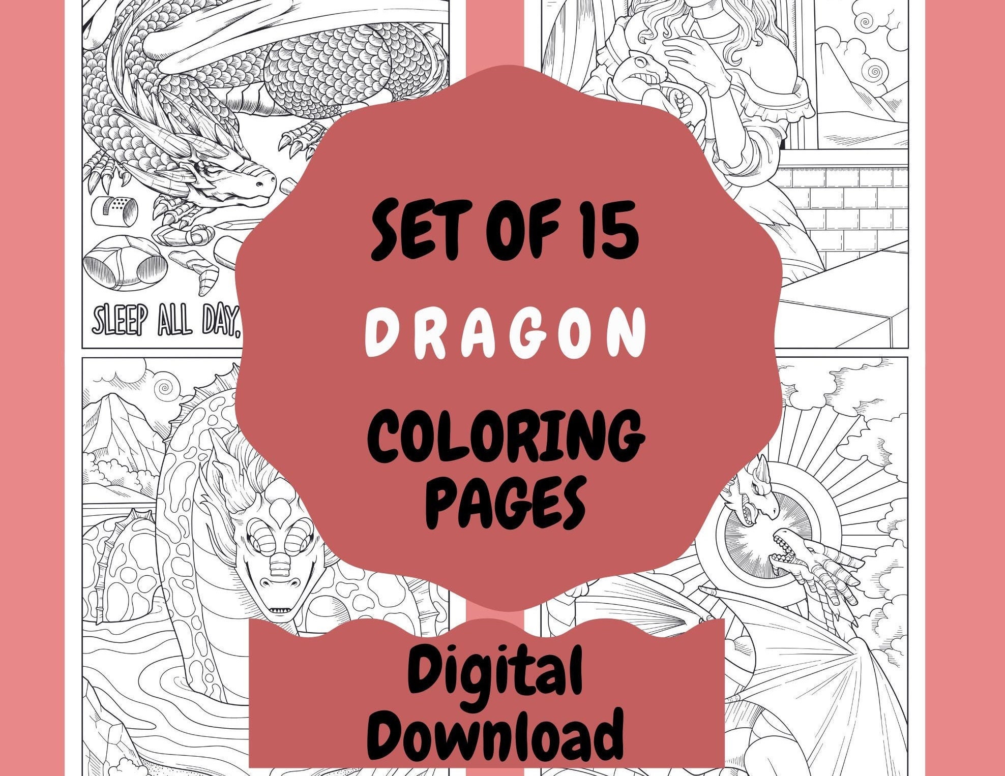 Downloadable Coloring Pages - Dragon Coloring Pages - Medieval Coloring ...