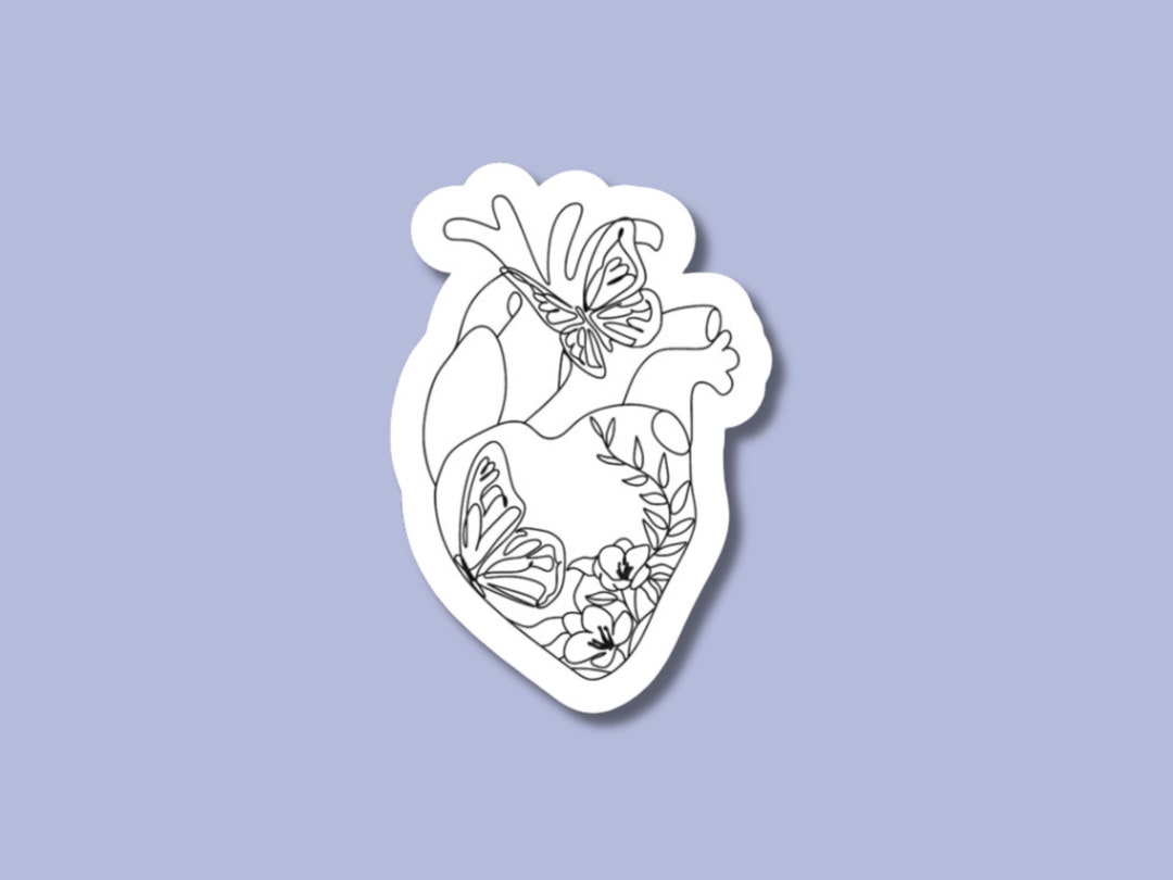 Anatomical Heart Sticker, Cardiac Nurse Sticker, Floral Heart, Gifts ...