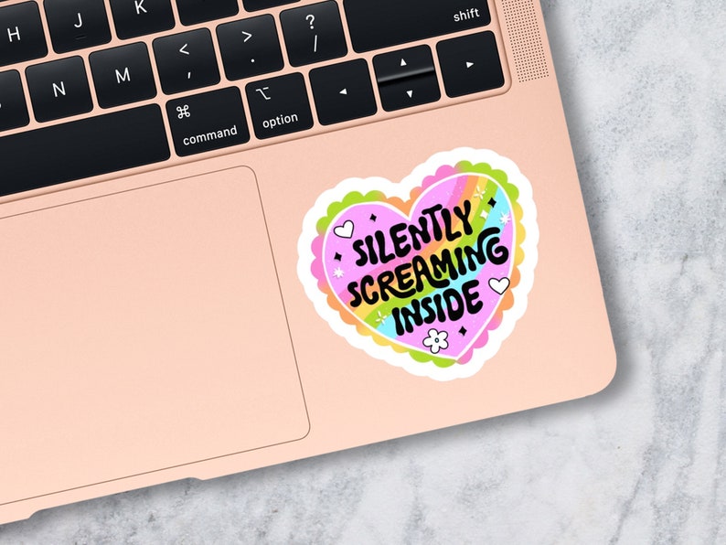 Silenty Screaming Inside Sticker, Funny Stickers for Friends, Rainbow ...
