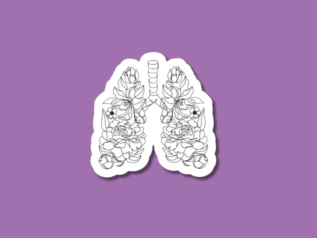 Floral Lungs Sticker, Respiratory Stickers, Lung Transplant Gift ...