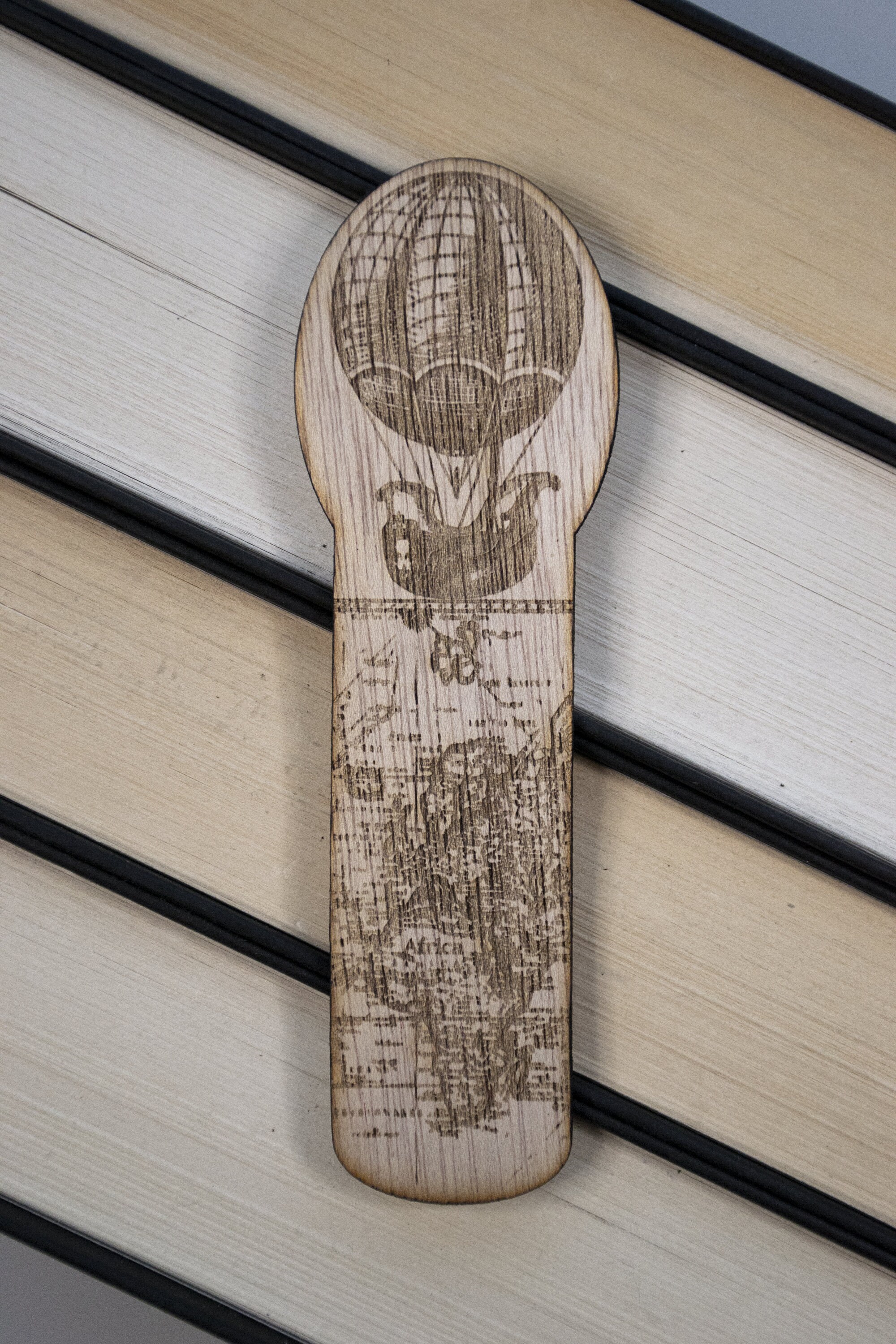 Ancient Map Wooden Bookmark With Hot Air Balloon Topper - Etsy