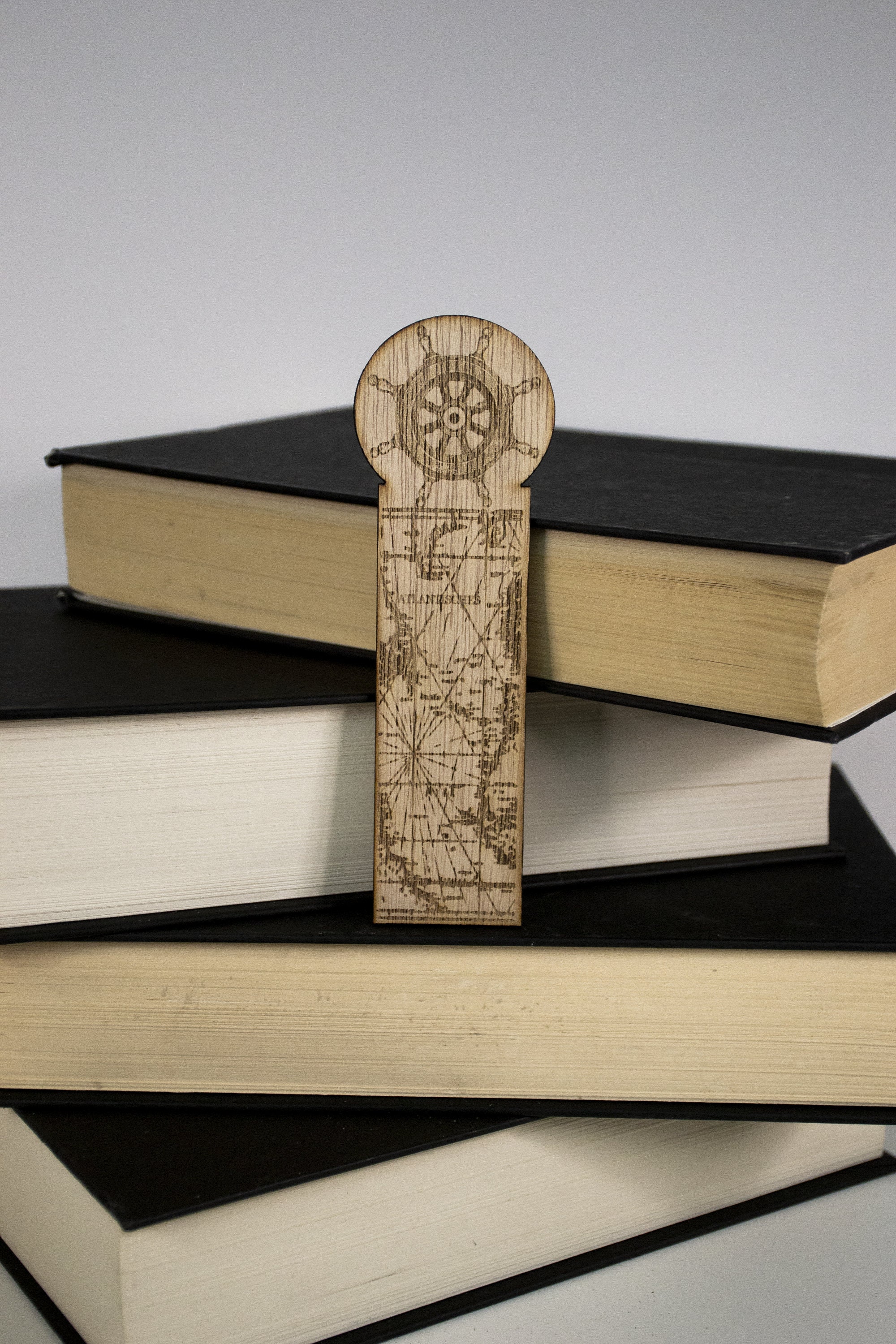 Ancient Map Wooden Bookmark With Ship Wheel Topper - Etsy