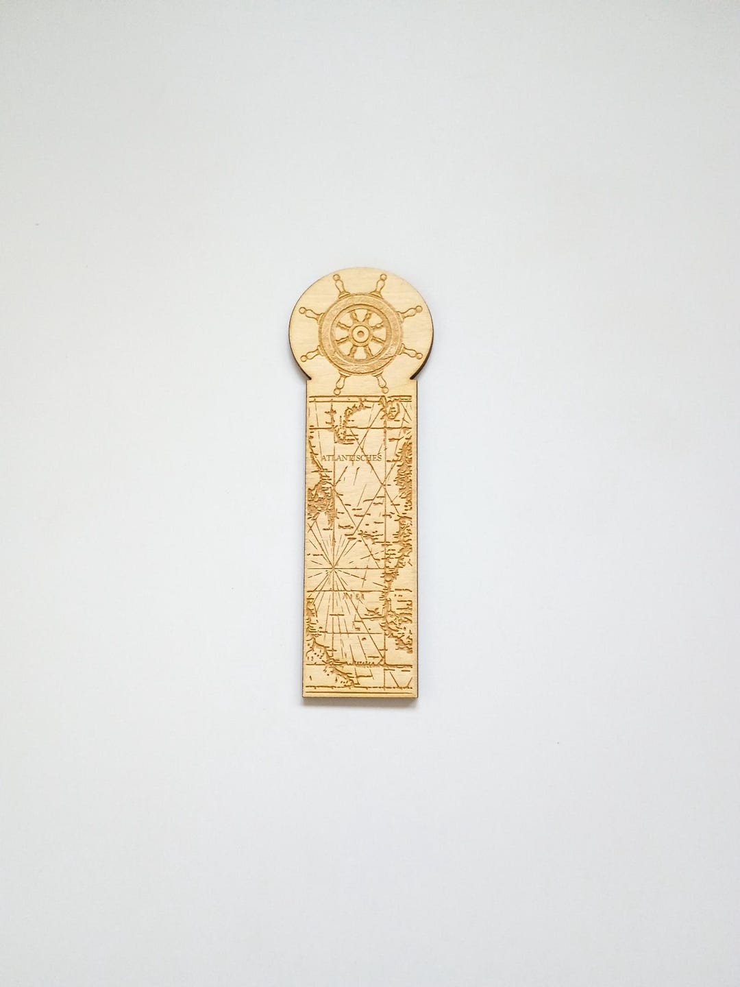 Ancient Map Wooden Bookmark With Ship Wheel Topper - Etsy