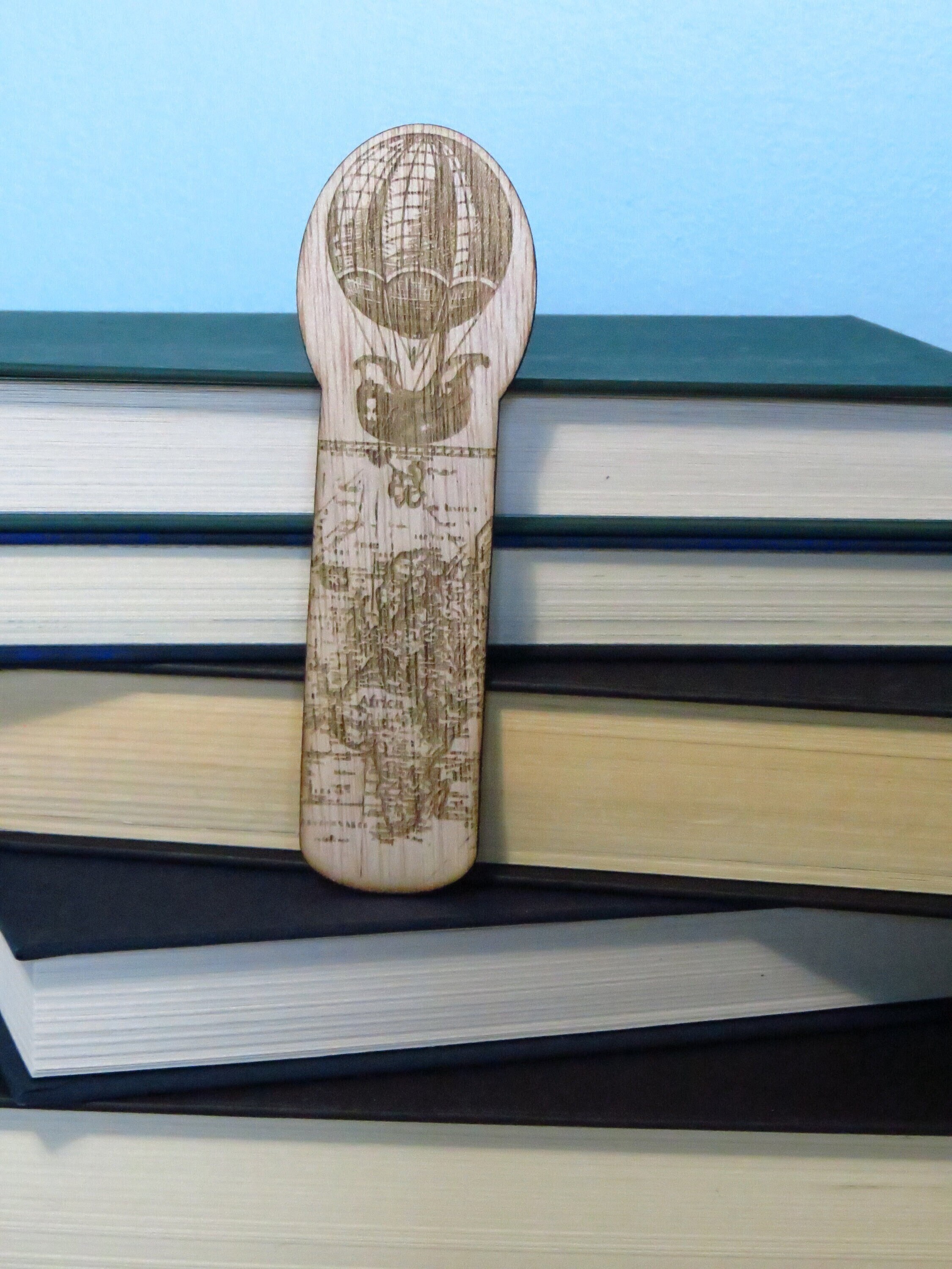 Ancient Map Wooden Bookmark With Hot Air Balloon Topper - Etsy