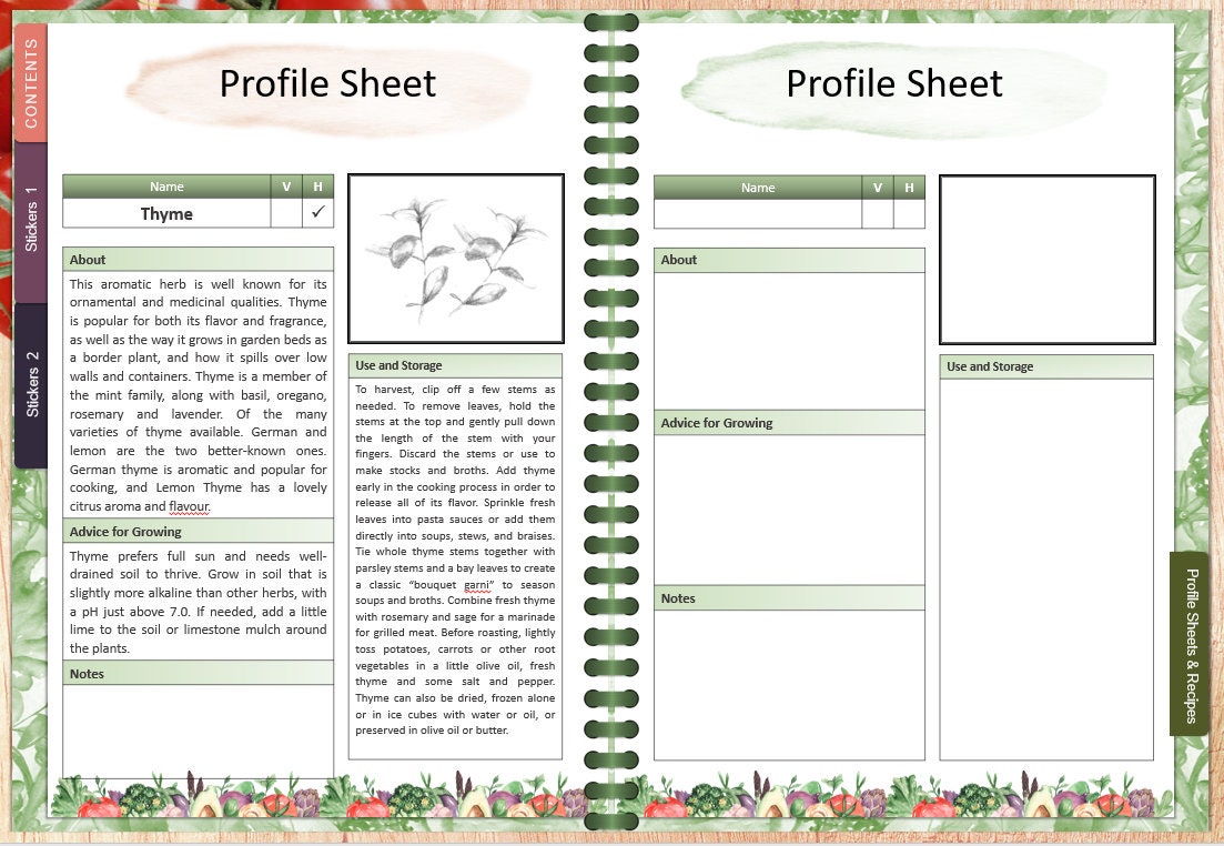 Digital Vegetable Herb Garden Planner, Gardening Log Organizer ...