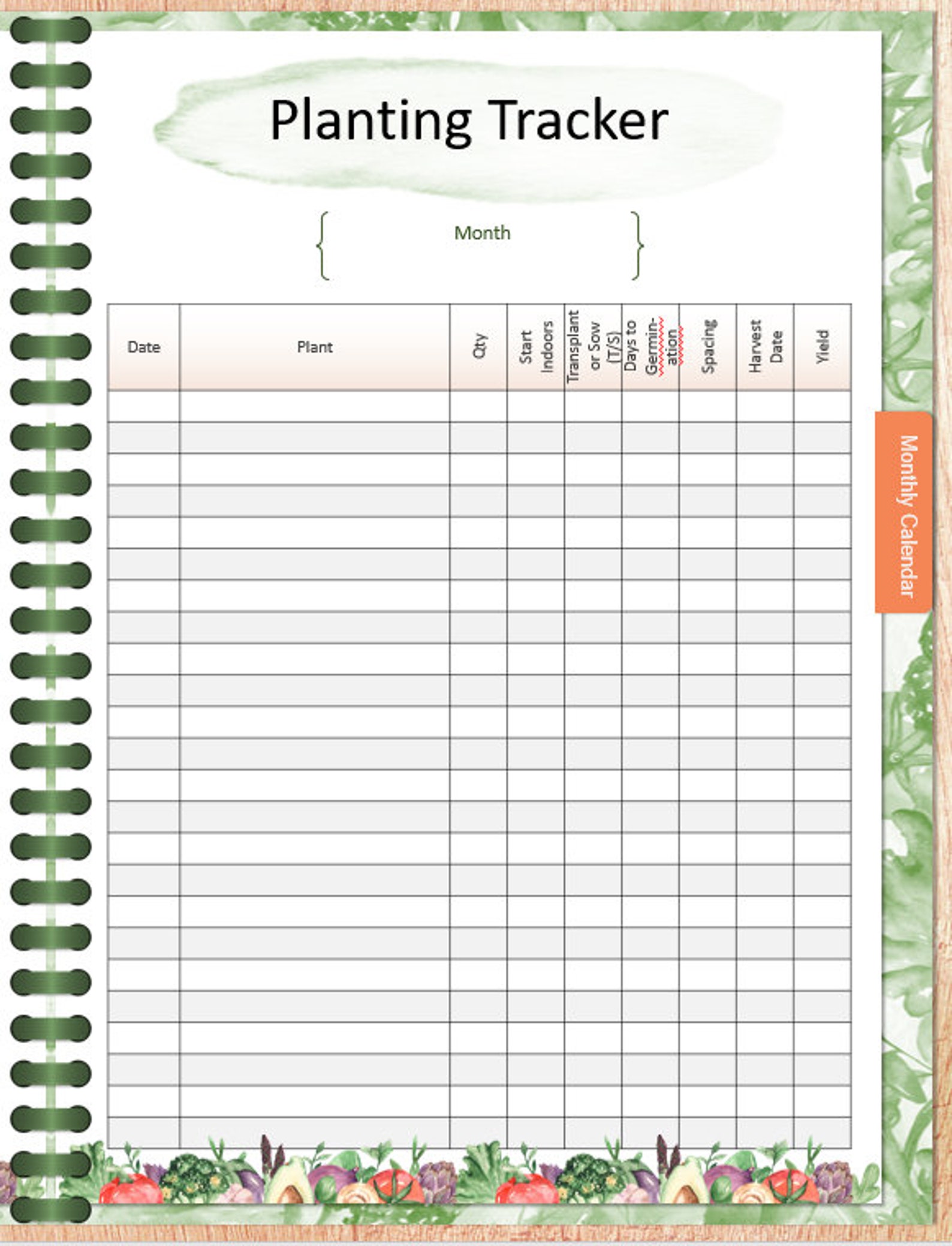 Digital Vegetable Herb Garden Planner, Gardening Log Organizer ...