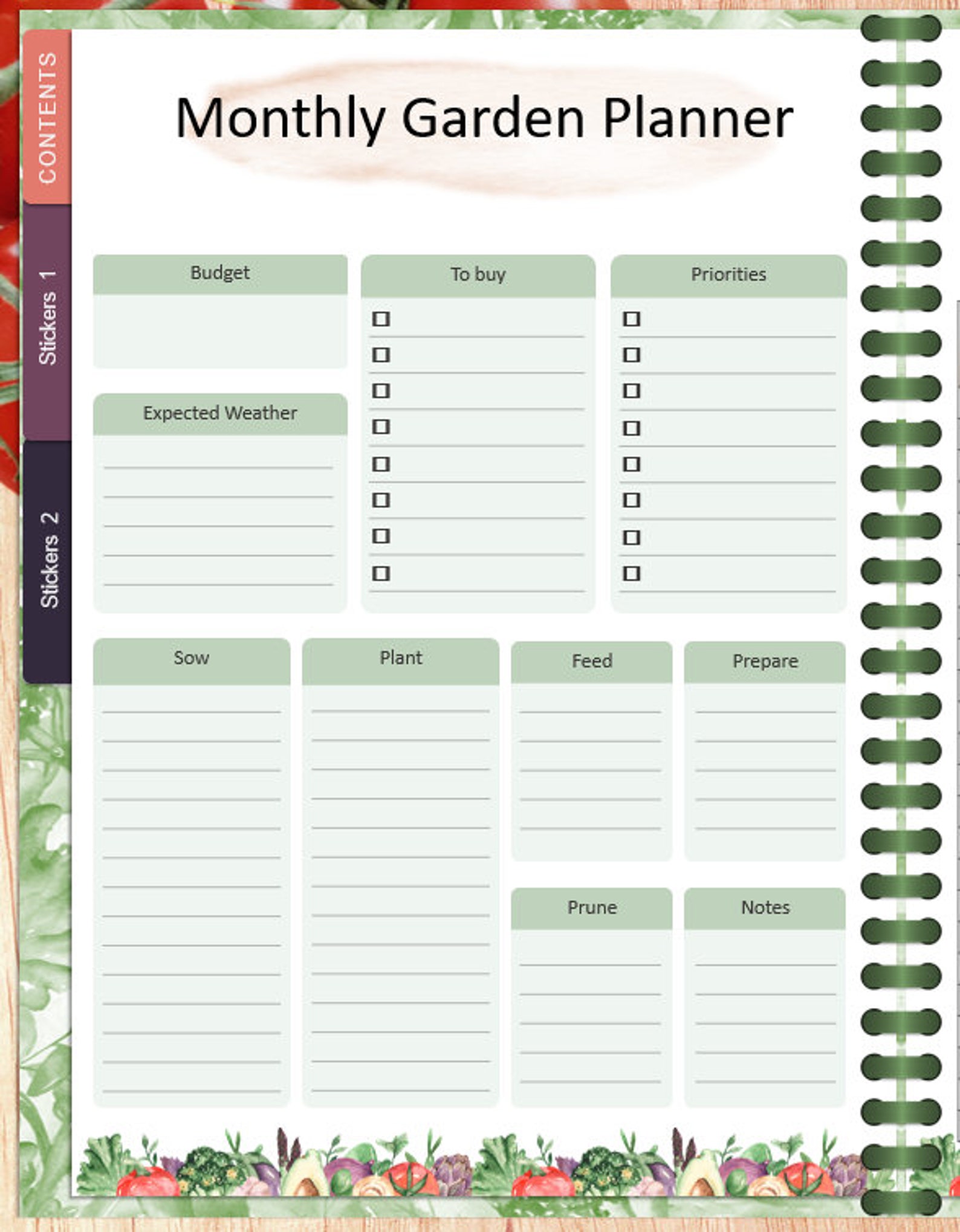 Digital Vegetable Herb Garden Planner, Gardening Log Organizer ...